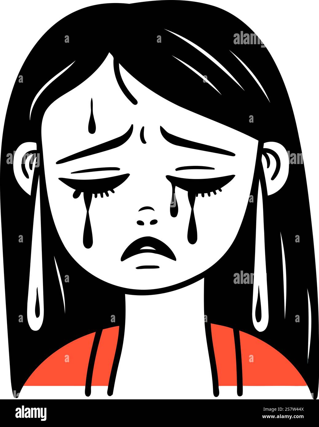 Portrait of a crying woman. Vector illustration in cartoon style Stock ...