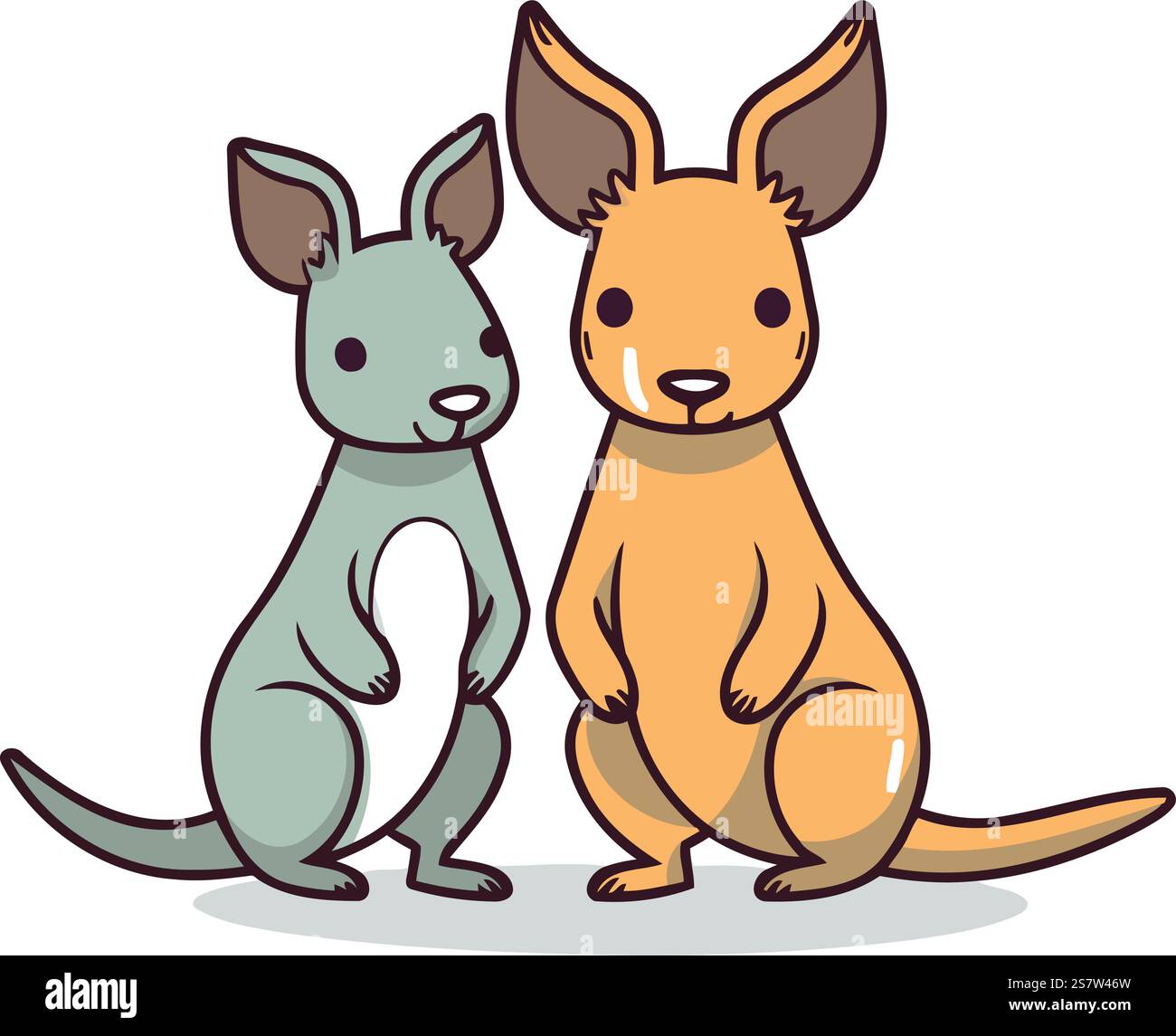 Kangaroo and mouse cute cartoon icon vector illustration graphic design ...