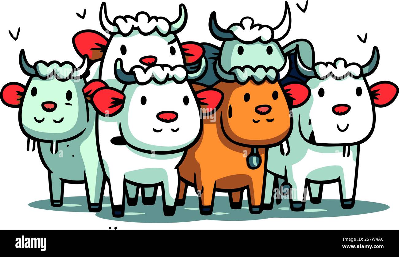 Cute cartoon farm animals. Vector illustration isolated on white ...