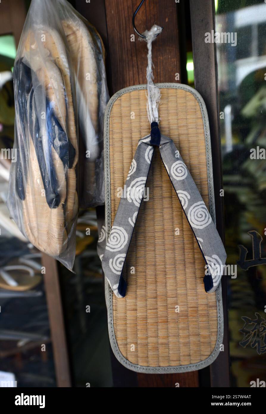 A shop selling traditional handmade Zori sandals in Kawagoe, Saitama ...