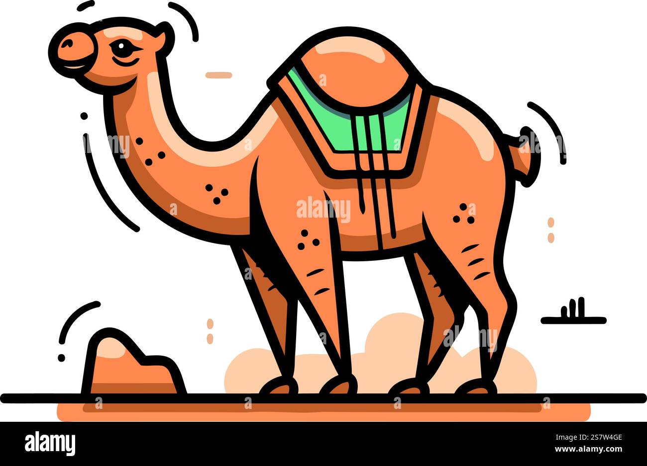 Camel. Vector illustration in flat linear style on white background ...