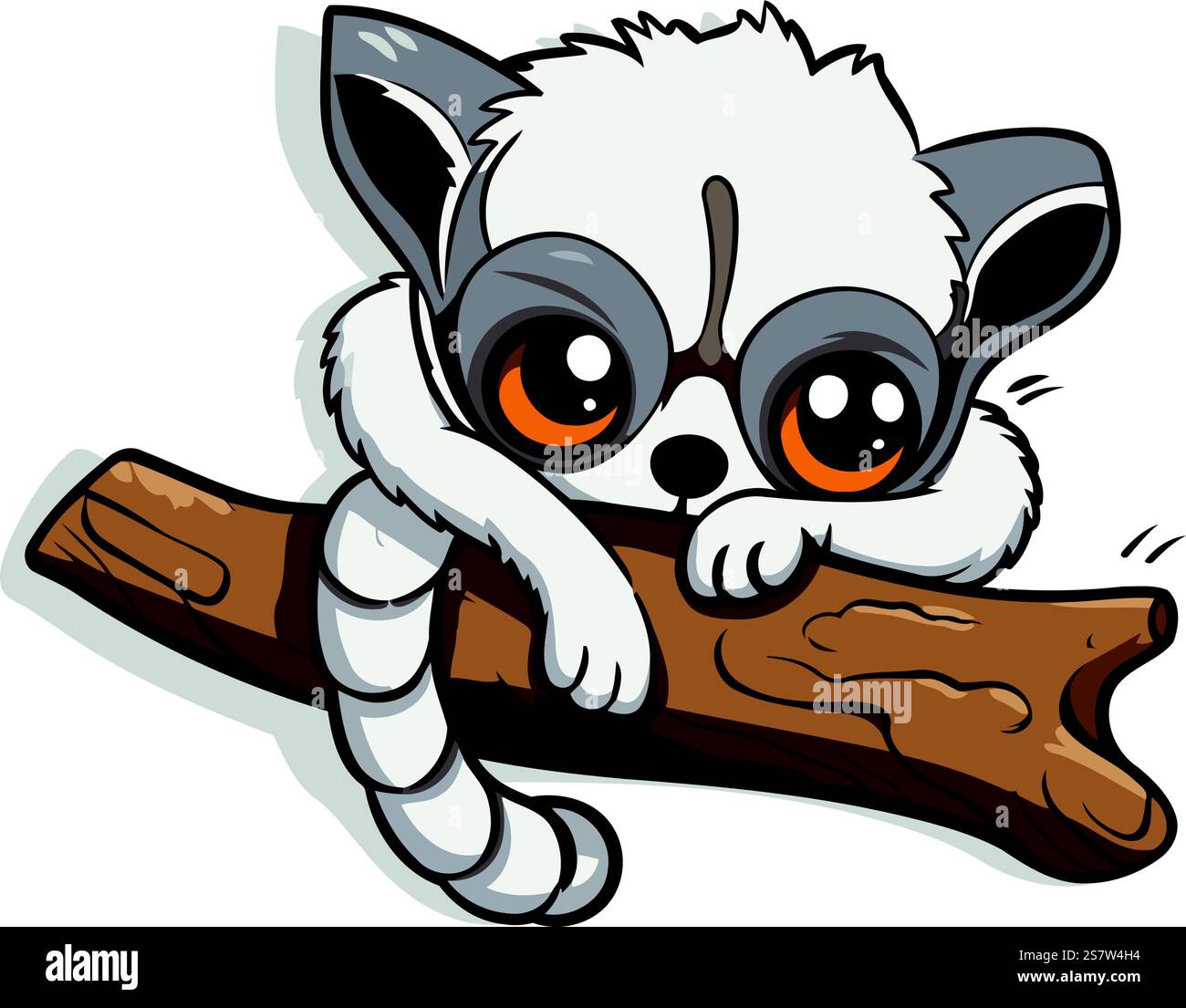 Cute little lemur with big eyes. Vector cartoon illustration Stock ...