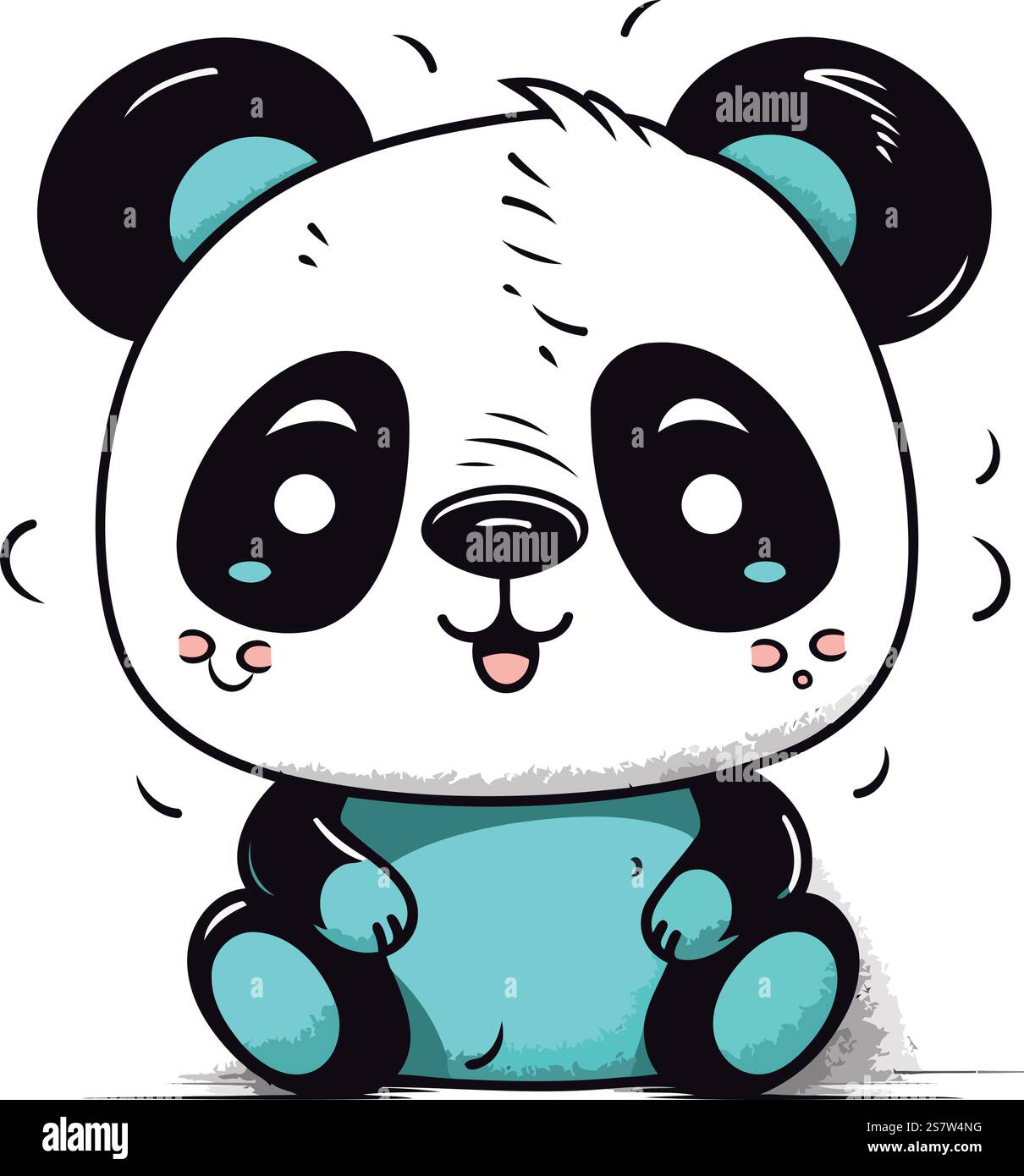 Cute cartoon panda with blue eyes sitting. Vector illustration Stock ...