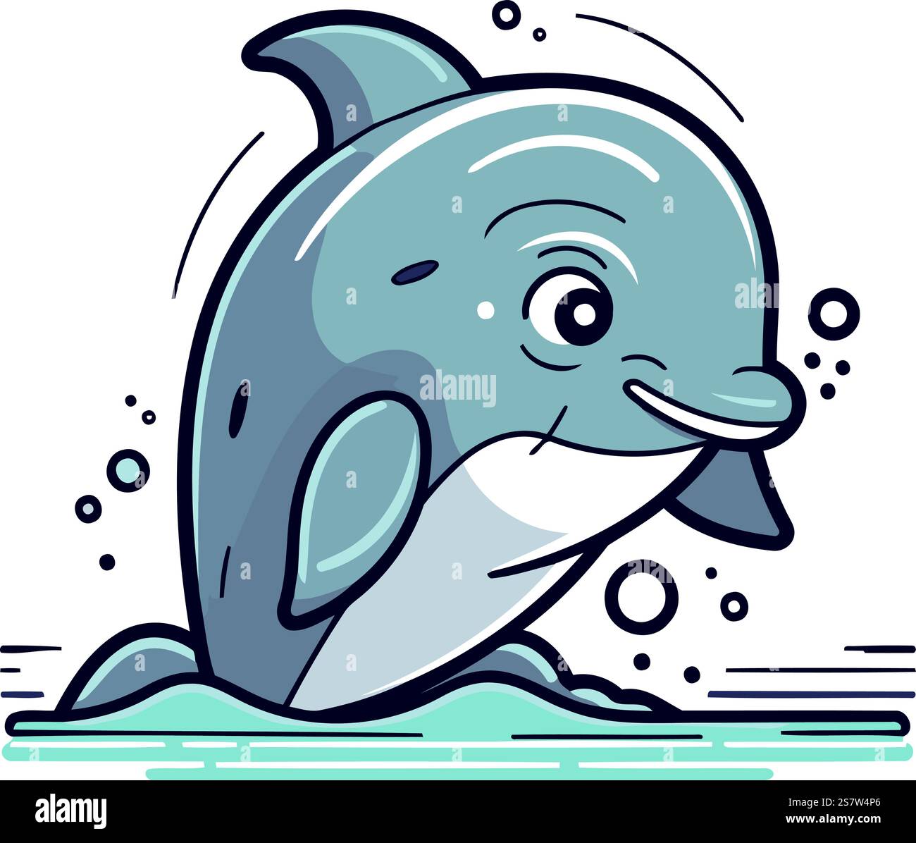 Cartoon dolphin. Vector illustration of a cute cartoon dolphin ...