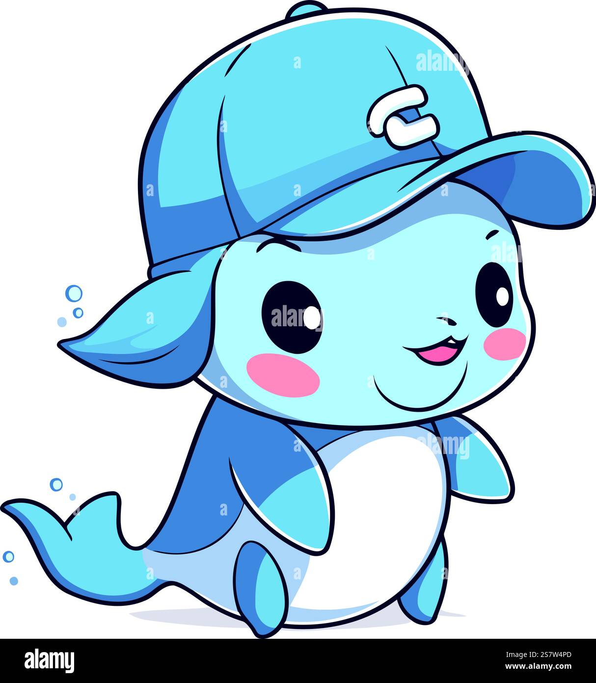 Cute cartoon penguin in cap. Vector illustration isolated on white ...