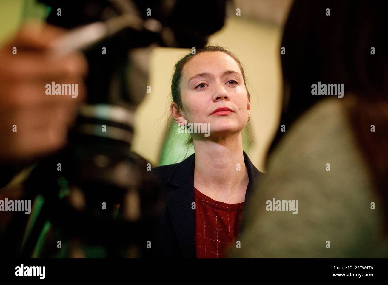 Brussels, Belgium. 20th Jan, 2025. Ecolo co-chairwoman Marie Lecocq ...
