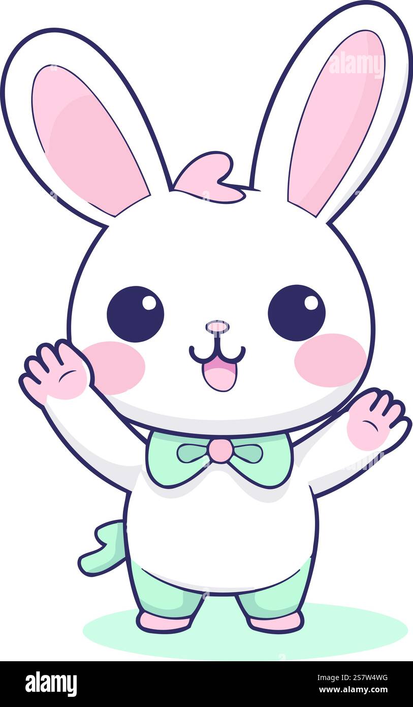 cute rabbit with bow tie isolated over white background. vector ...