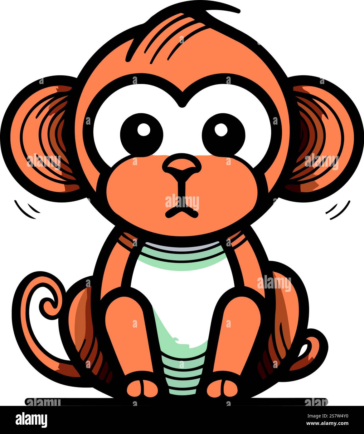 Cute cartoon monkey. Vector illustration. Isolated on white background ...