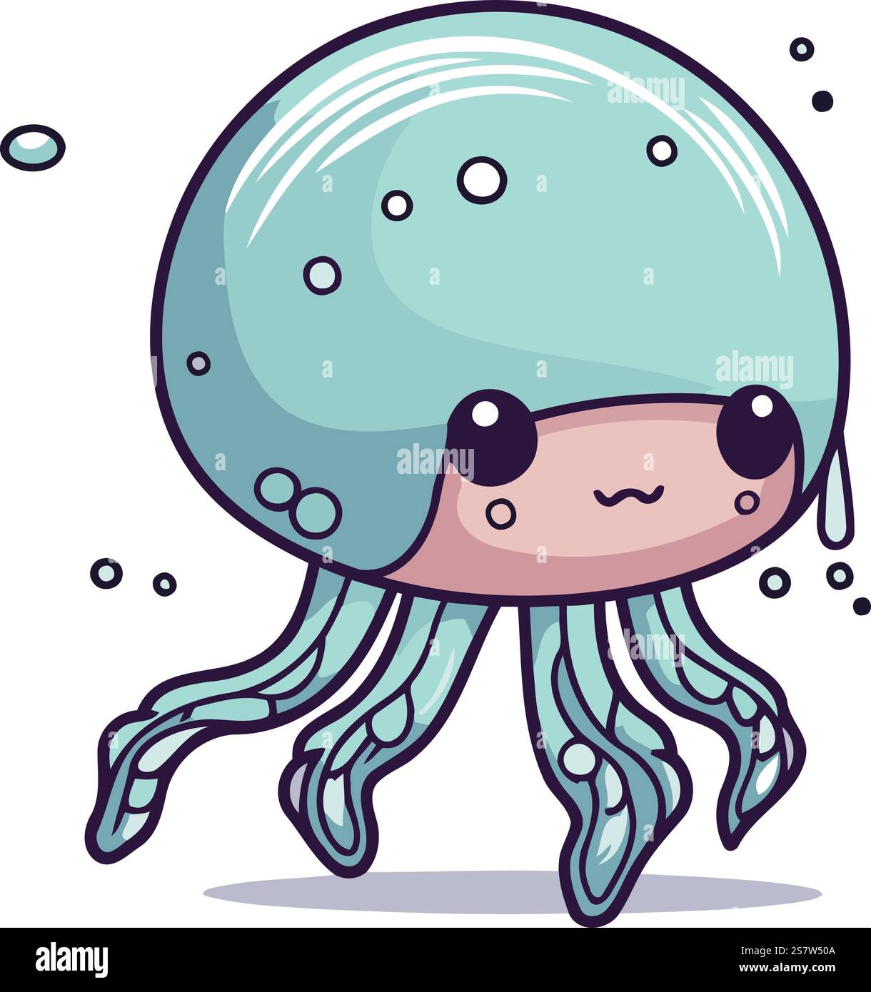 Cute jellyfish cartoon character vector illustration. Cartoon jellyfish ...
