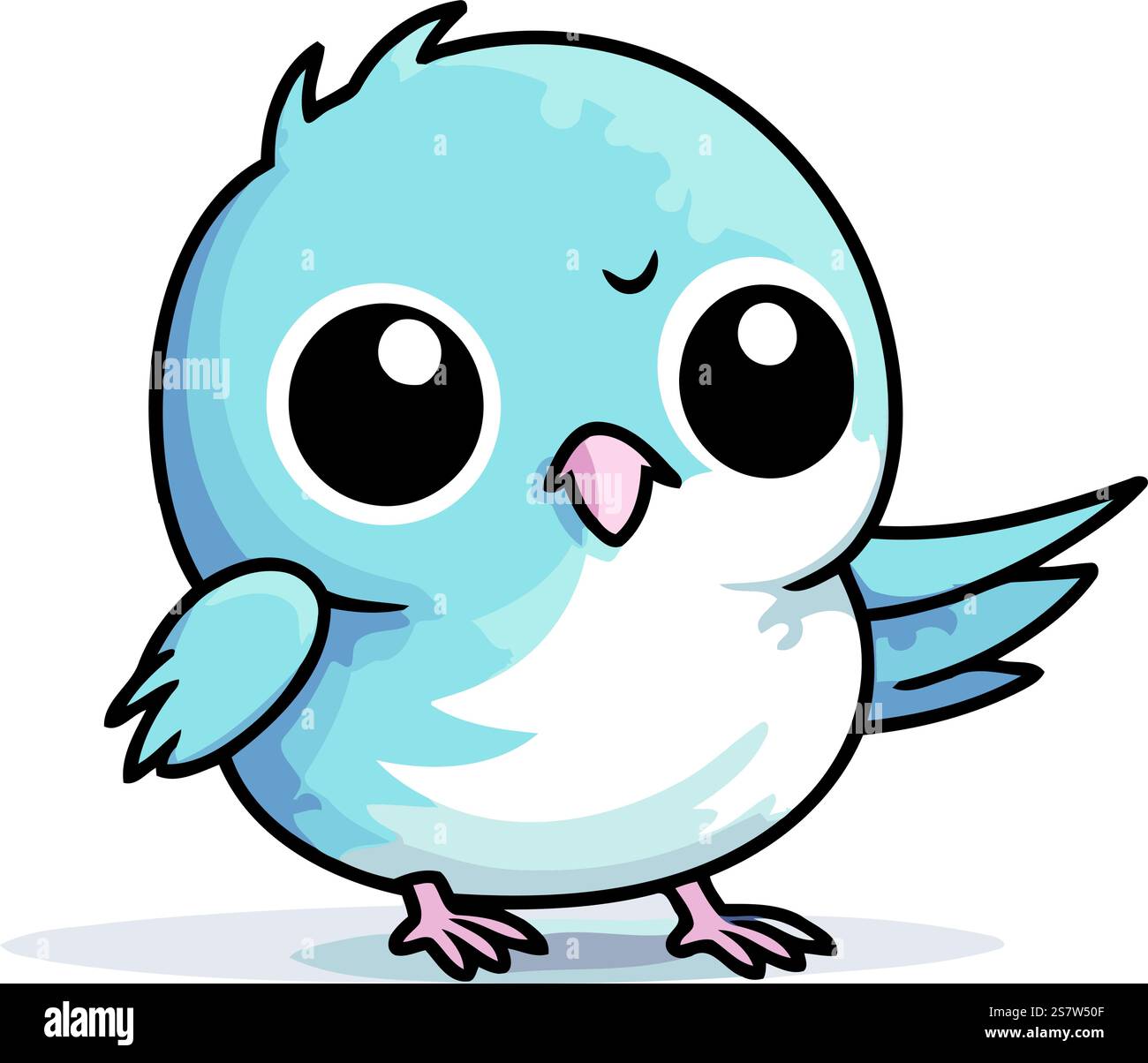 Cute blue bird character. Vector illustration isolated on white ...