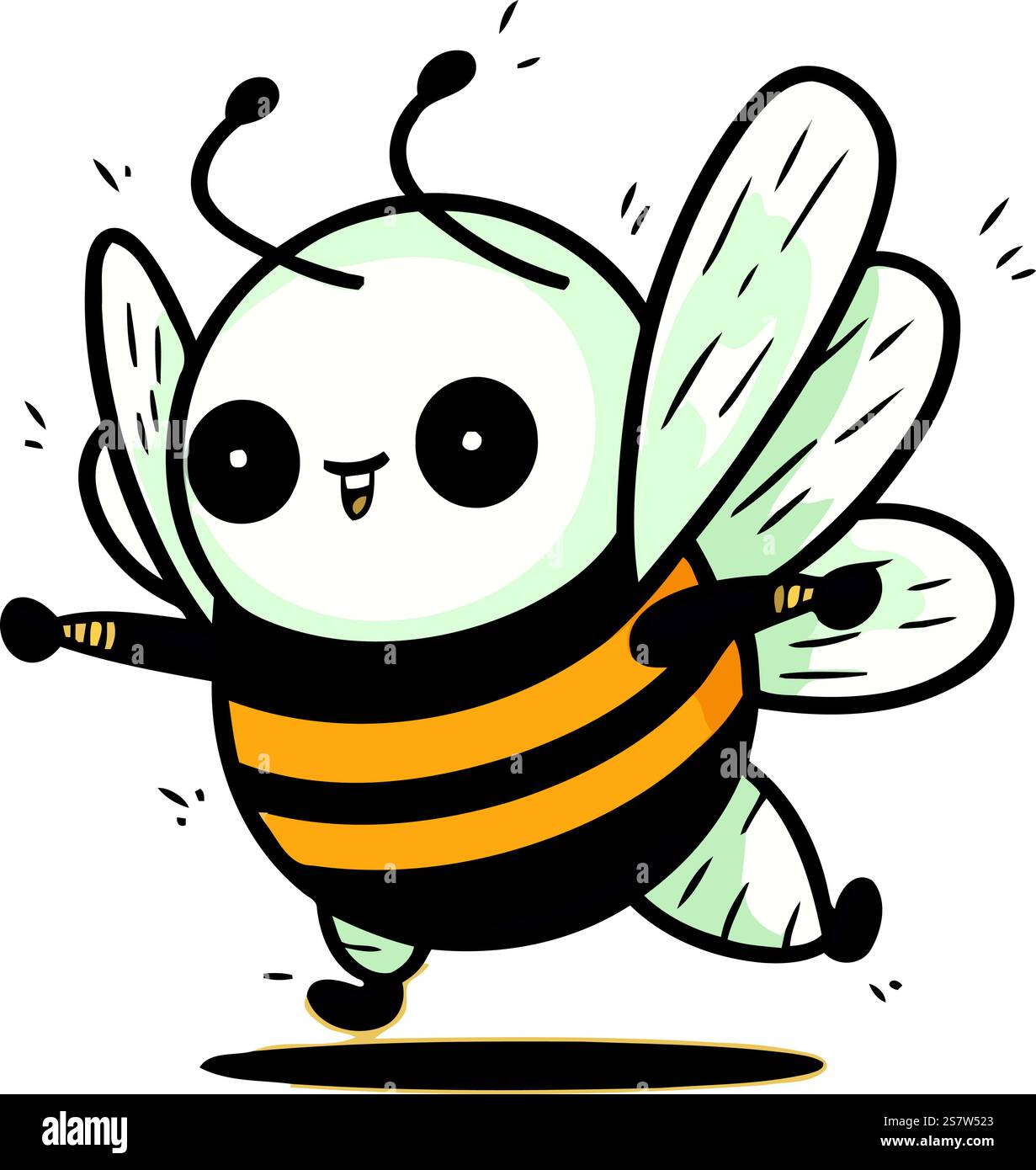 Cute cartoon bee. Vector illustration. Isolated on white background ...
