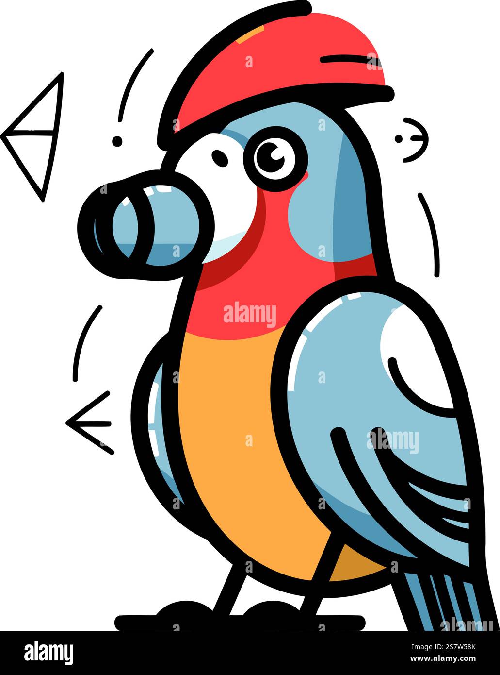 Cute parrot in a red cap and scarf. Vector illustration Stock Vector ...