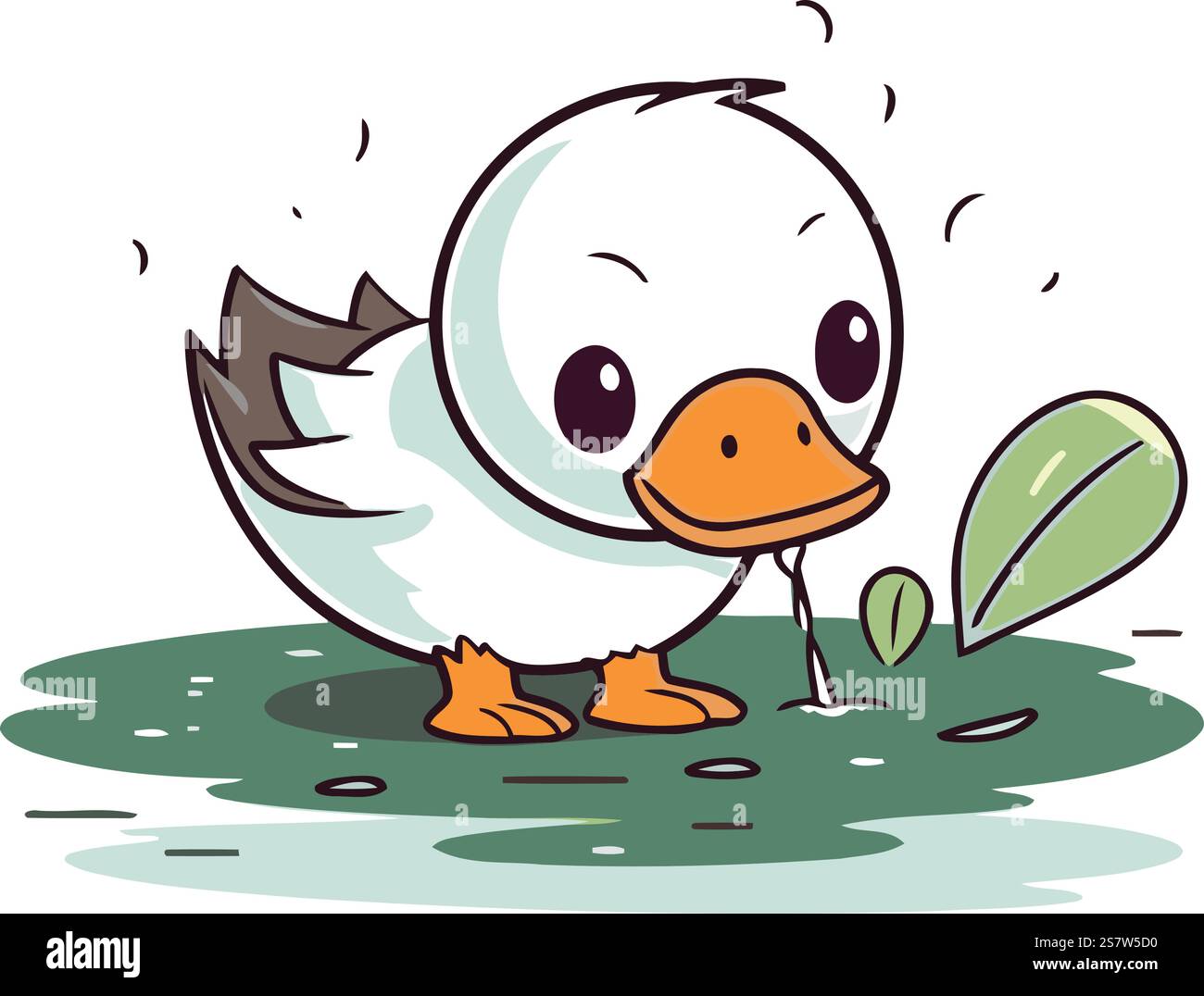Illustration of a Cute Duck Walking in the Grass Vector Stock Vector ...