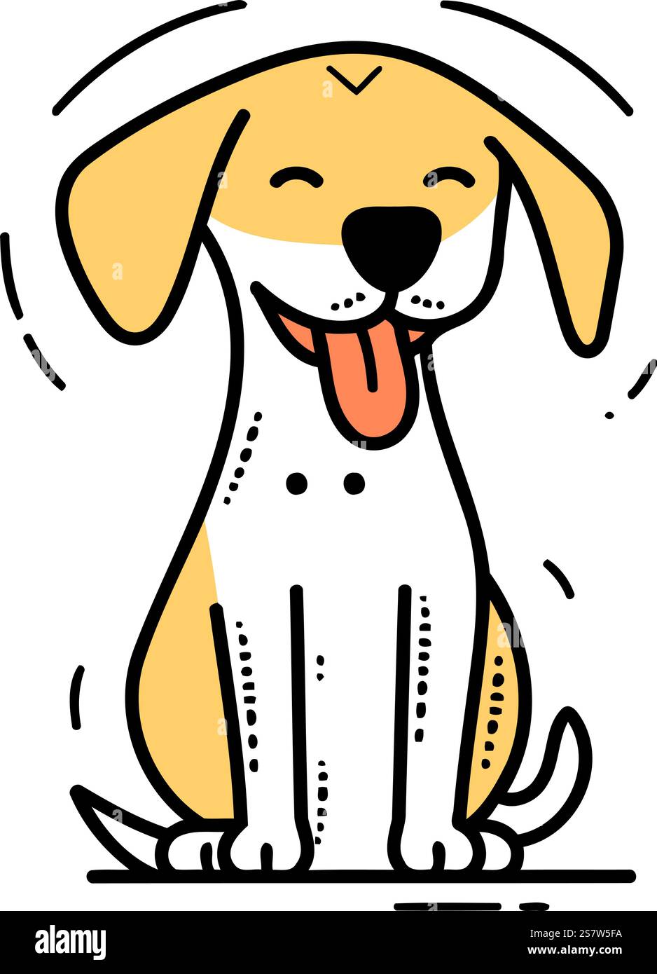 Cute dog vector line illustration. Cute puppy in linear style Stock ...