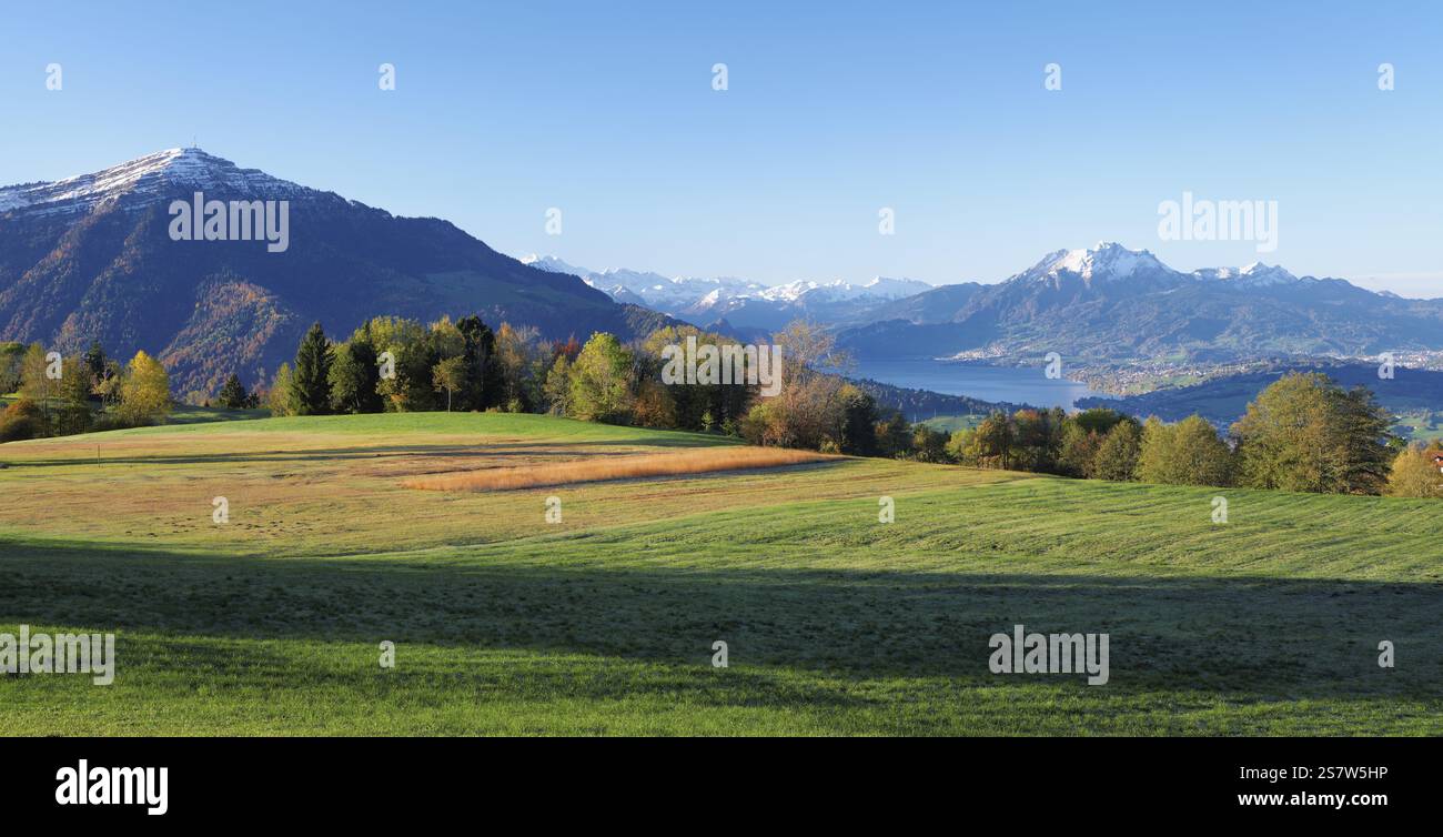 View from Zugerberg to Lake Lucerne, Rigi and Pilatus in the background ...
