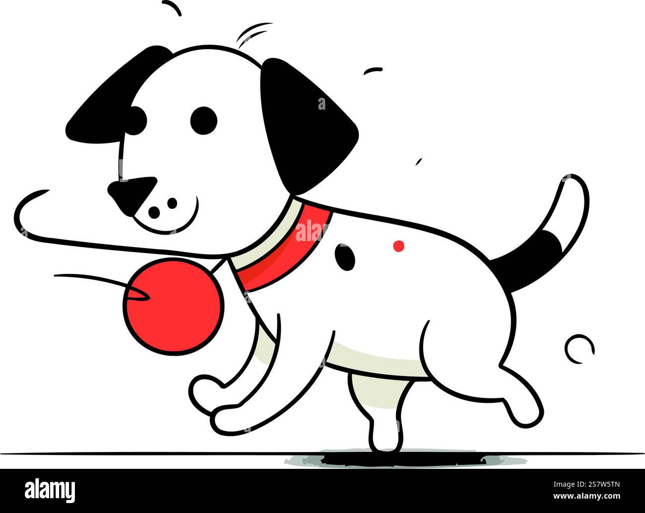 Cartoon dog playing with a ball. Vector illustration on white ...