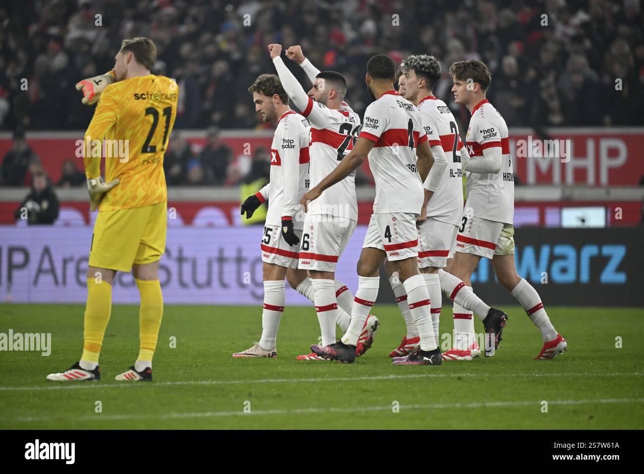 Goal celebration #s25#Deniz Undav VfB Stuttgart (26) Josha Vagnoman VfB ...