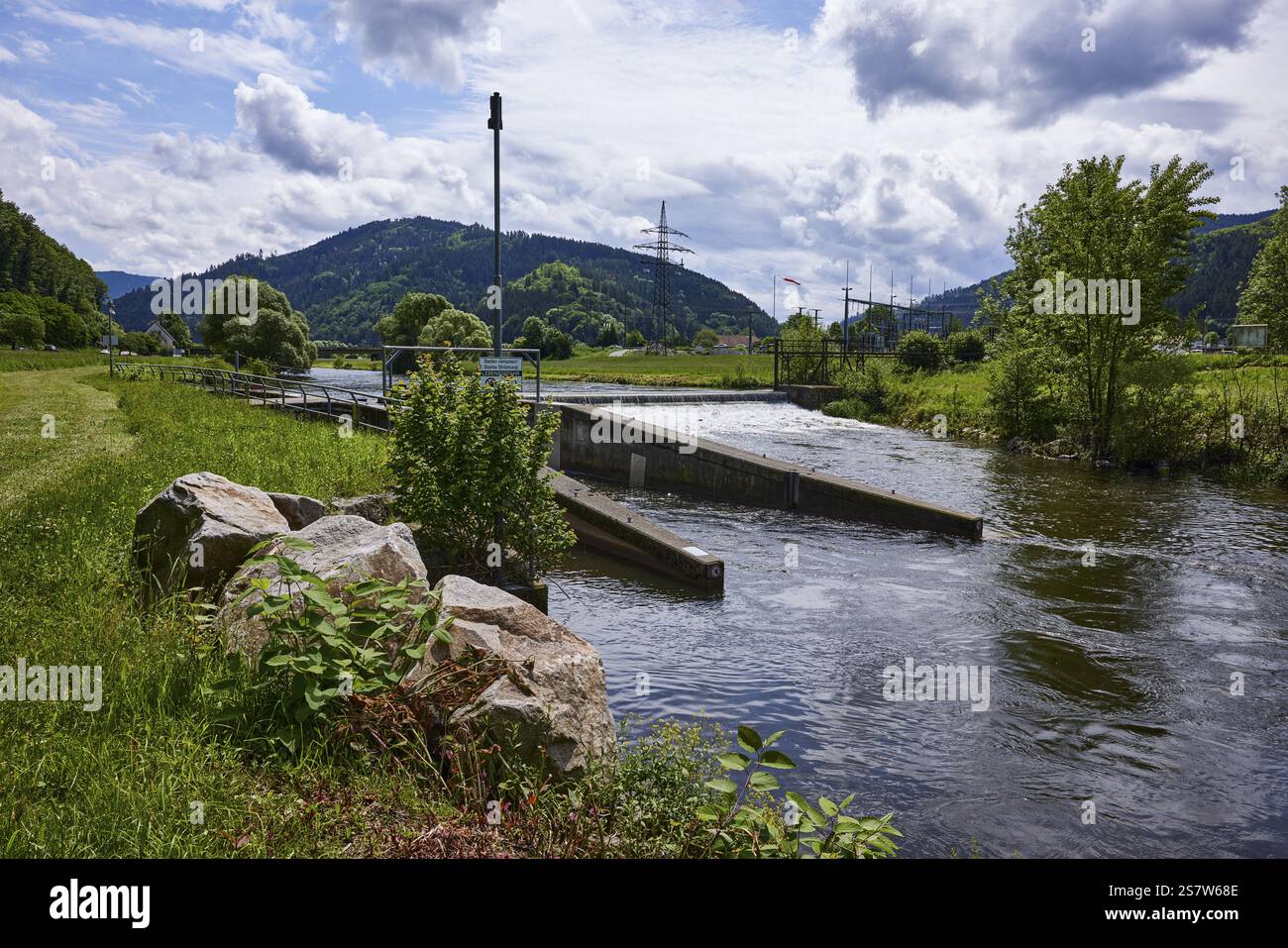 River Kinzig, weir, hydroelectric power plant power station, power ...