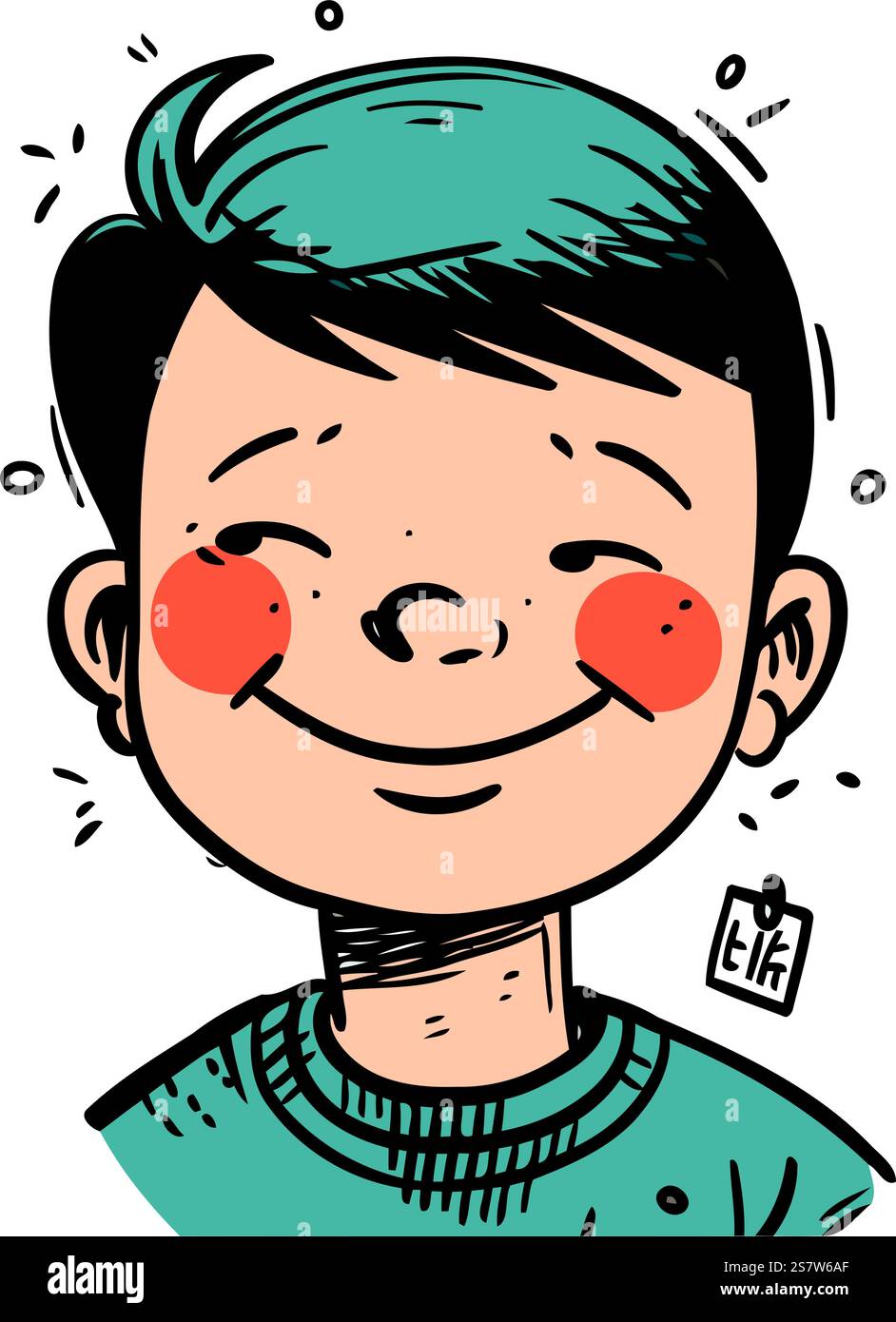 Cute boy with heart shape on his cheek. Vector illustration Stock ...