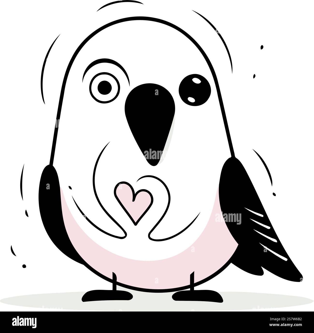 Cute cartoon parrot with heart. Vector illustration isolated on white ...