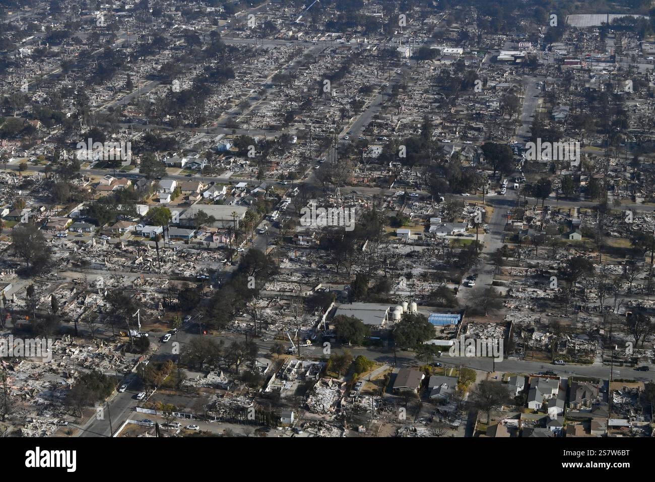 Homes burned to the ground in the Eaton Fire in Altadena, California ...