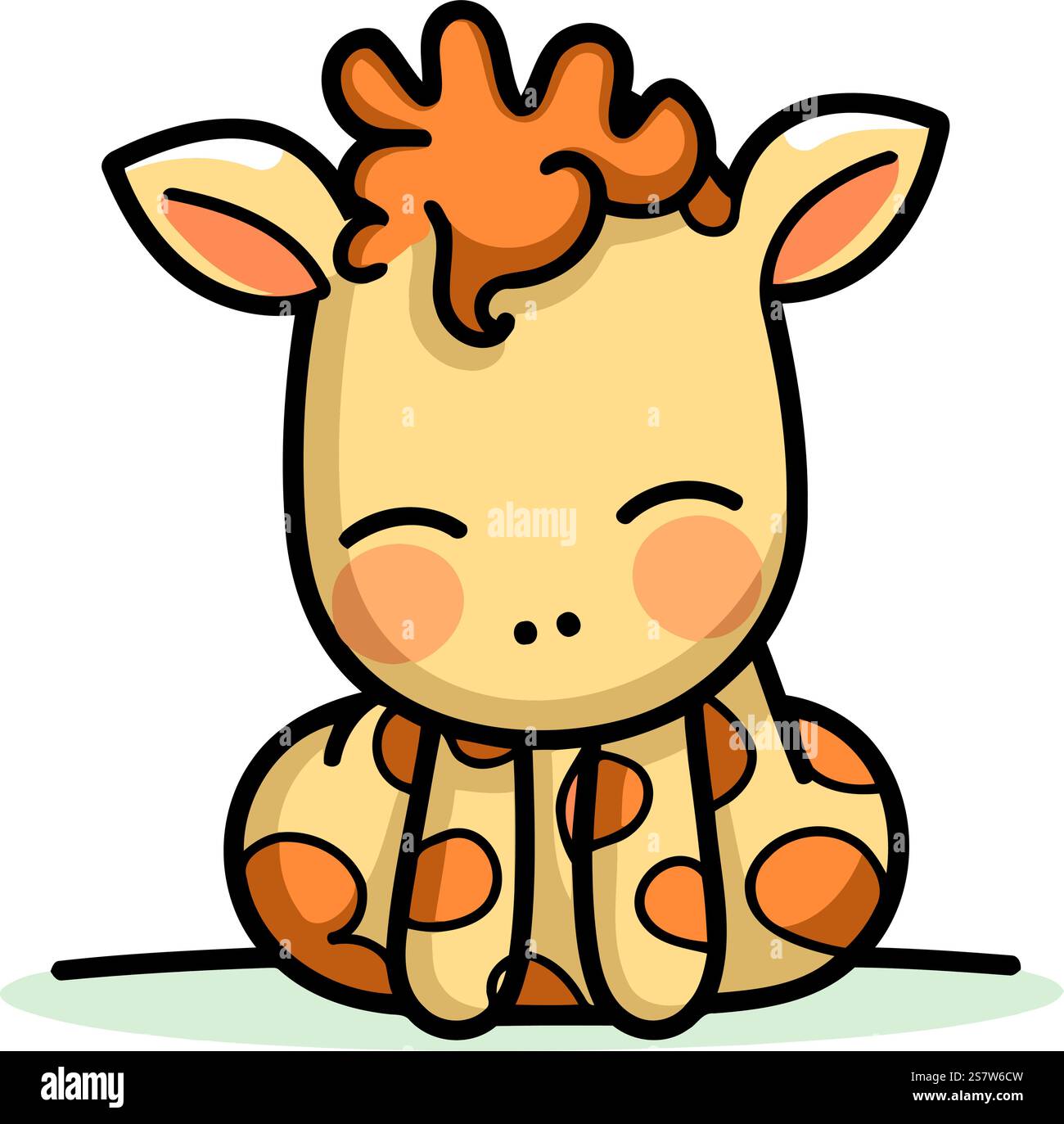 Cute cartoon giraffe sitting on the ground. Vector illustration Stock ...