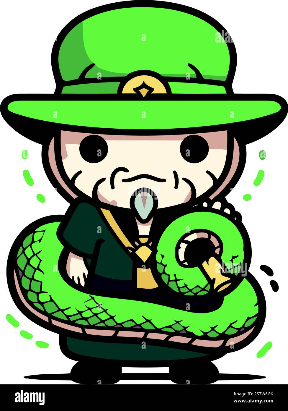 Leprechaun Snake Cartoon Mascot Character Vector Illustration Stock ...
