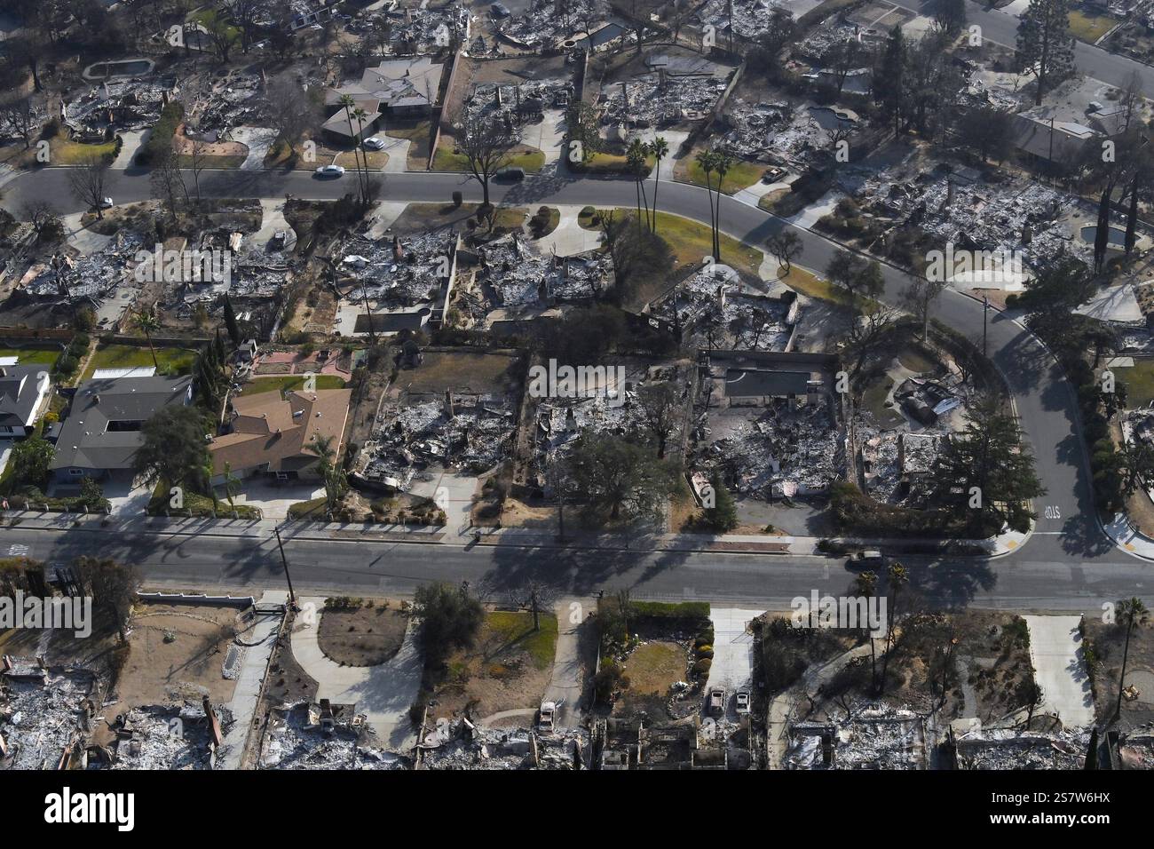 Homes burned to the ground in the Eaton Fire in Altadena, California ...