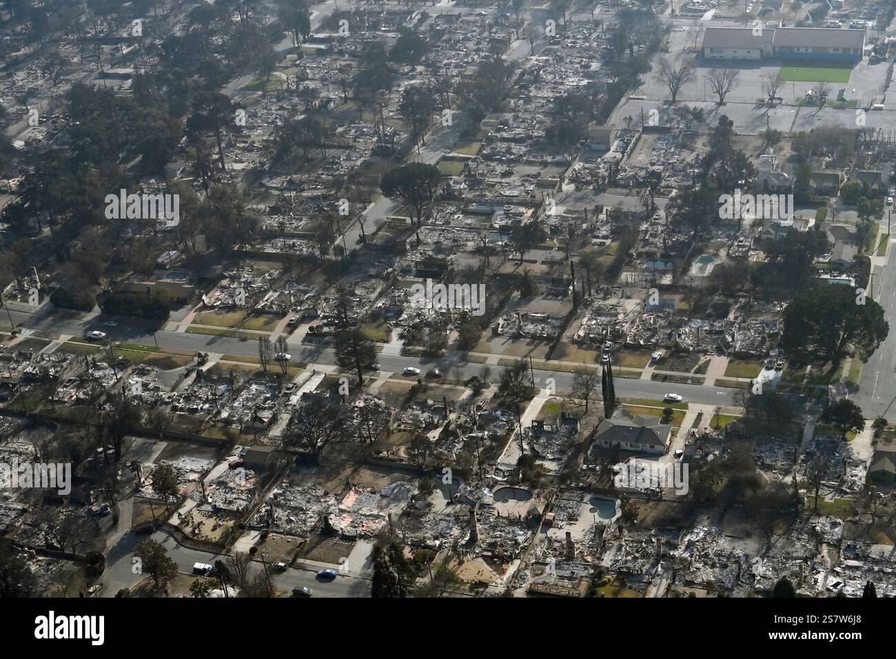 Homes burned to the ground in the Eaton Fire in Altadena, California ...
