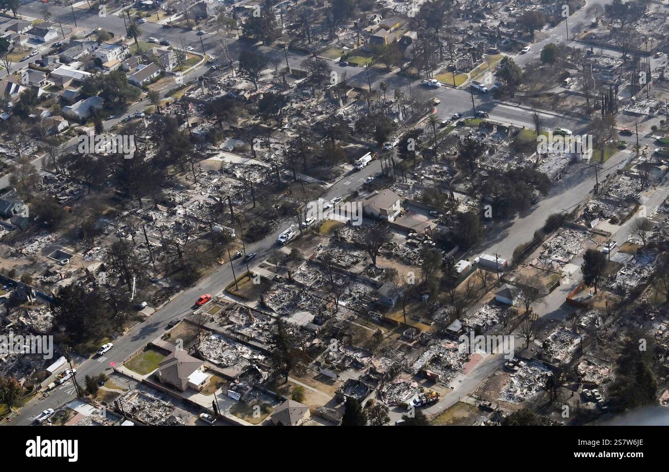 Homes burned to the ground in the Eaton Fire in Altadena, California ...