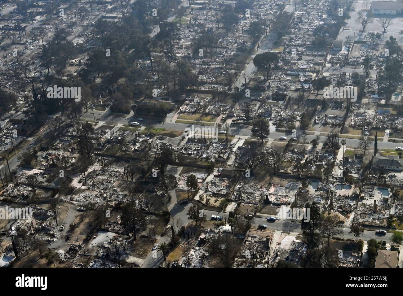 Homes burned to the ground in the Eaton Fire in Altadena, California ...