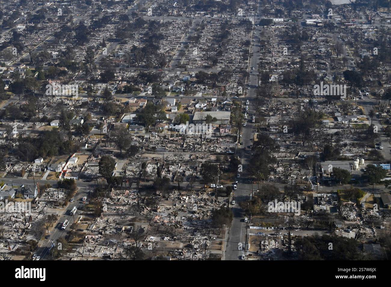 Homes burned to the ground in the Eaton Fire in Altadena, California ...