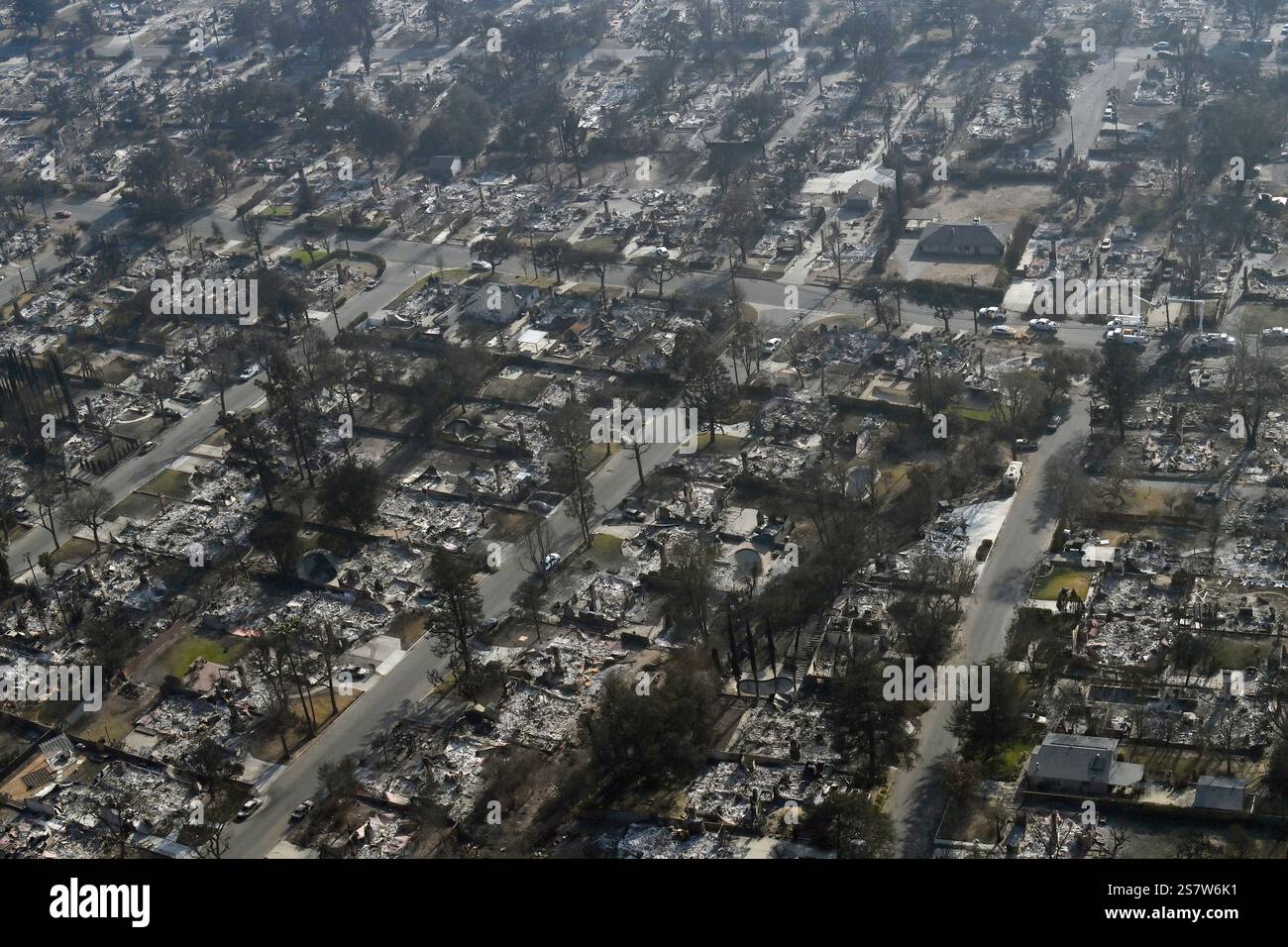 Homes burned to the ground in the Eaton Fire in Altadena, California ...