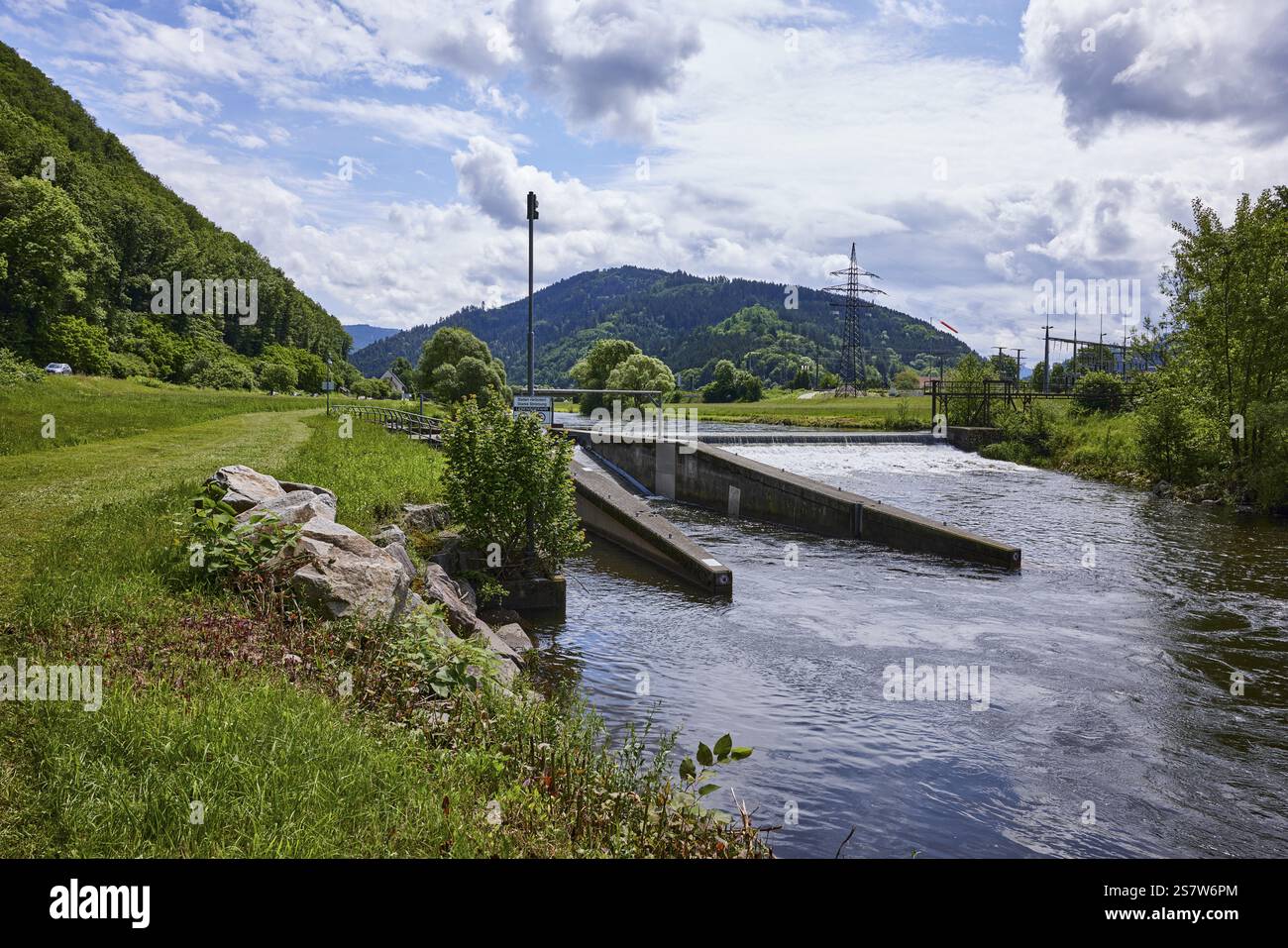 River Kinzig, weir, hydroelectric power plant power station, power ...