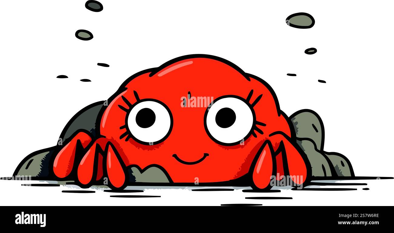 Red crab cartoon character. Vector illustration of a cute red crab ...