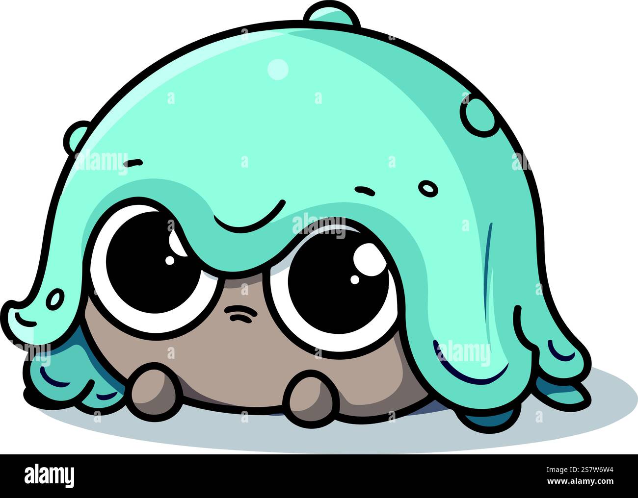 Cute blue jellyfish character cartoon vector illustration. Cute little ...