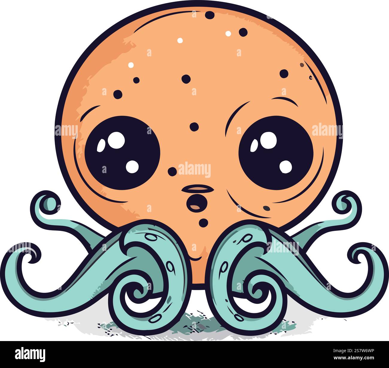 Cute kawaii octopus with tentacles. Vector illustration Stock Vector ...