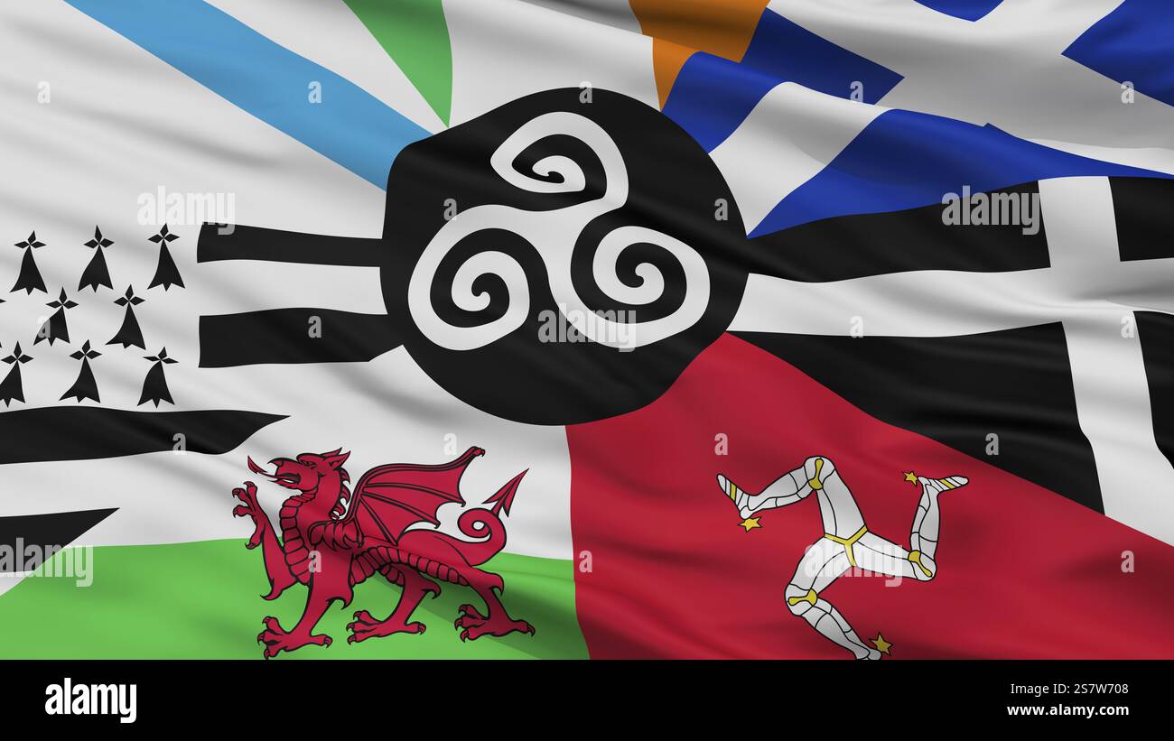 Combined Of The Celtic Nations Flag, Close Up View Stock Photo - Alamy