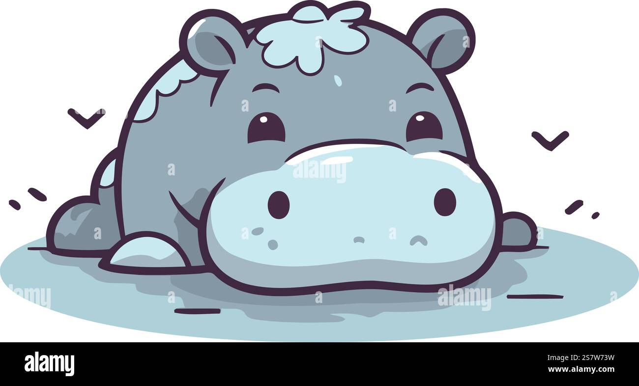 Cute hippopotamus character. Vector illustration in cartoon style Stock ...