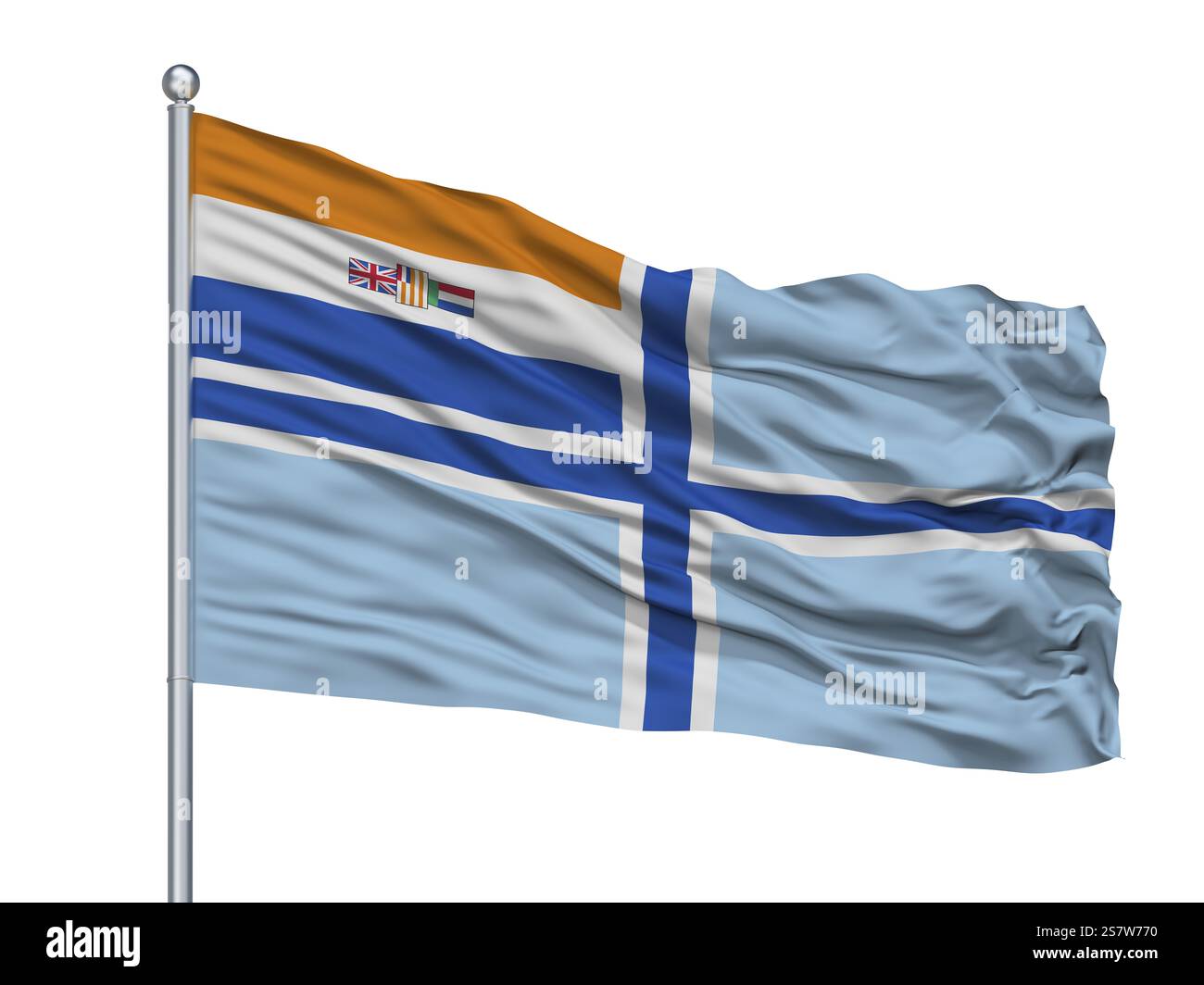 Civil Air Ensign Of South Africa Obsolete Flag On Flagpole, Isolated On ...