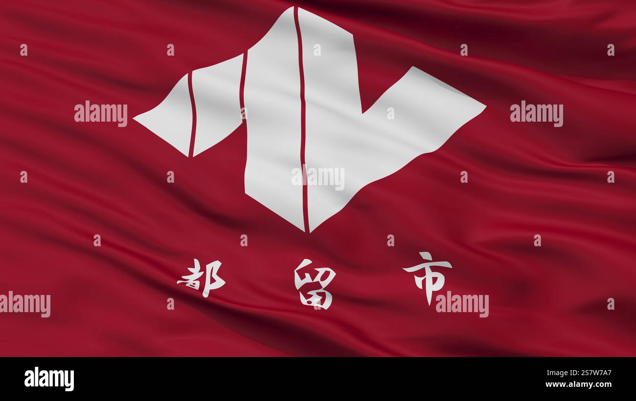 Tsuru City Flag, Country Japan, Yamanashi Prefecture, Closeup View, 3D ...