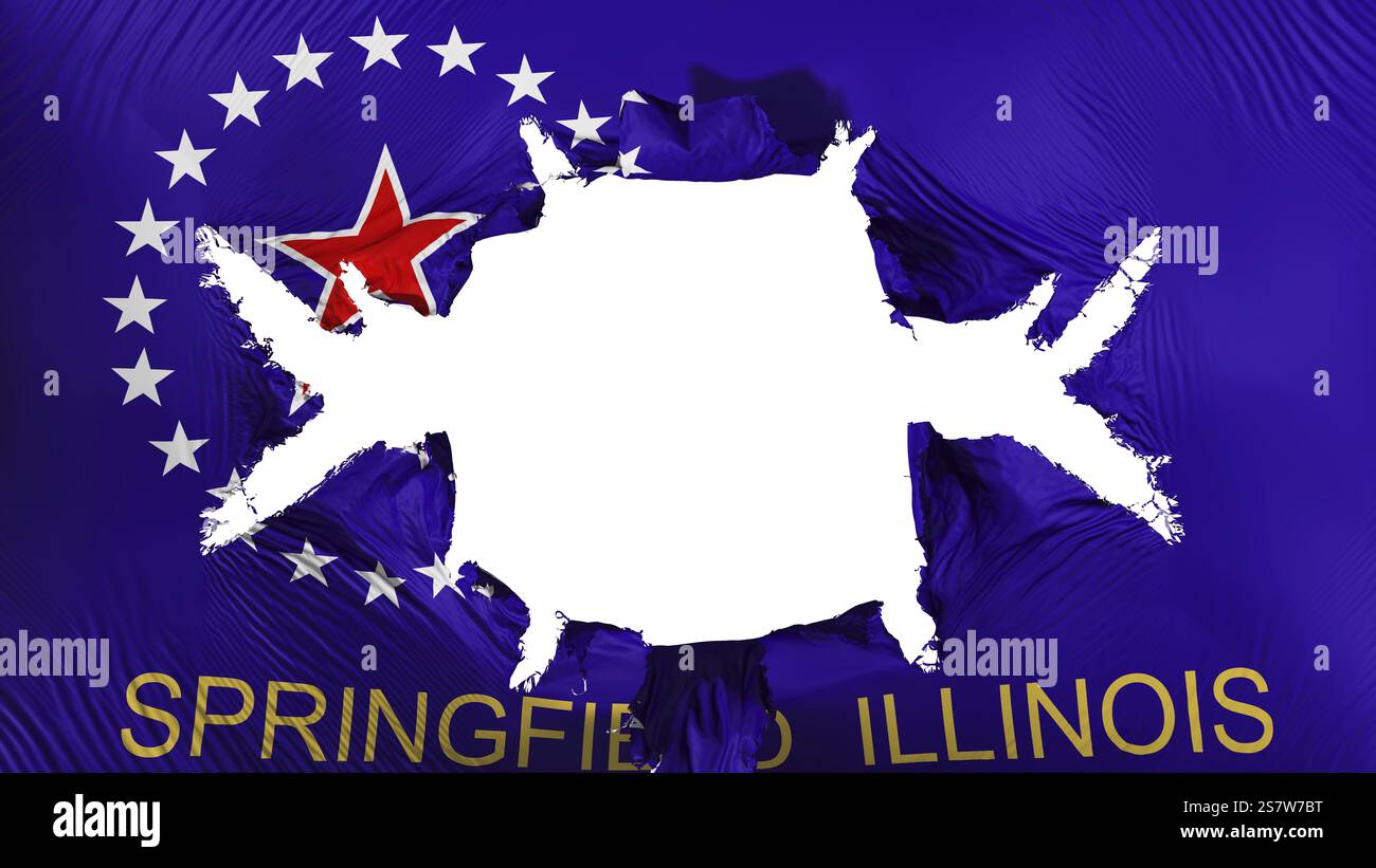 Springfield city, capital of Illinois state flag with a big hole, white ...