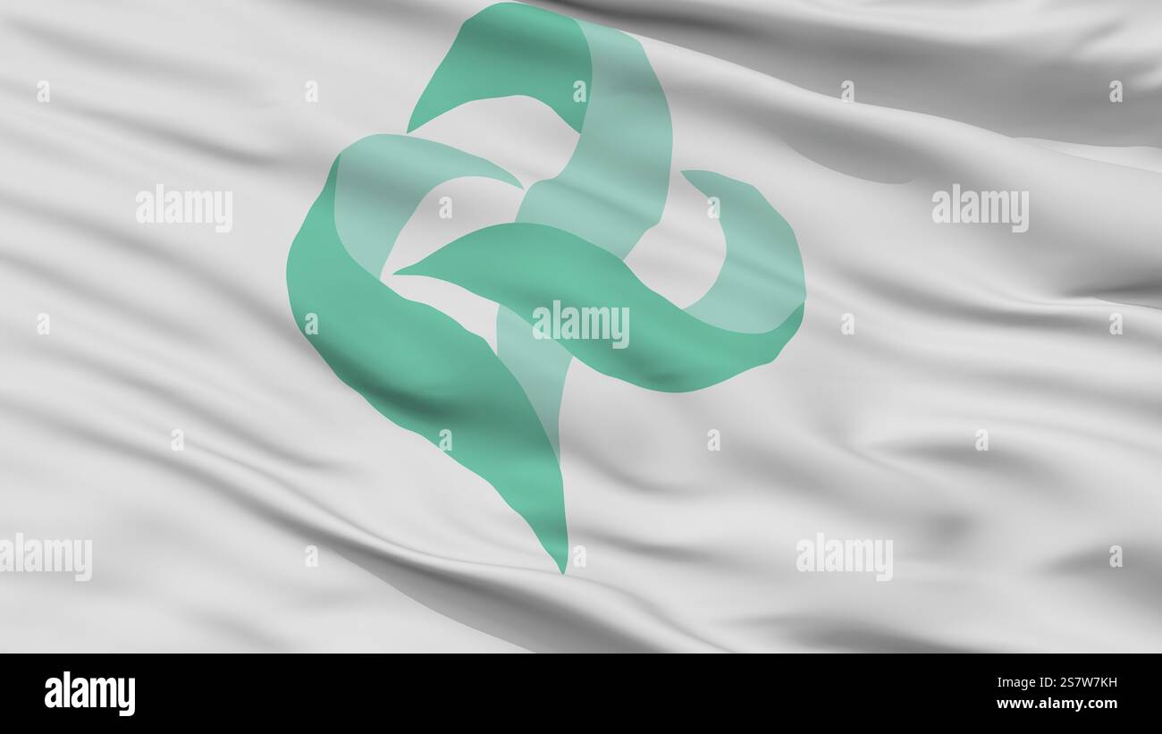 Kai City Flag, Country Japan, Yamanashi Prefecture, Closeup View, 3D ...