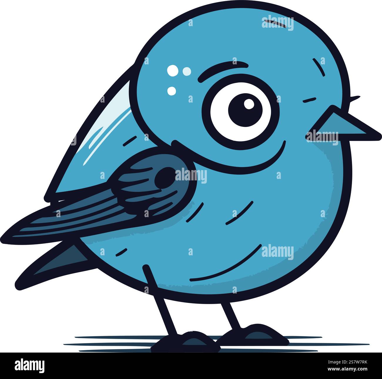 Cute blue bird isolated on white background. Cartoon vector ...