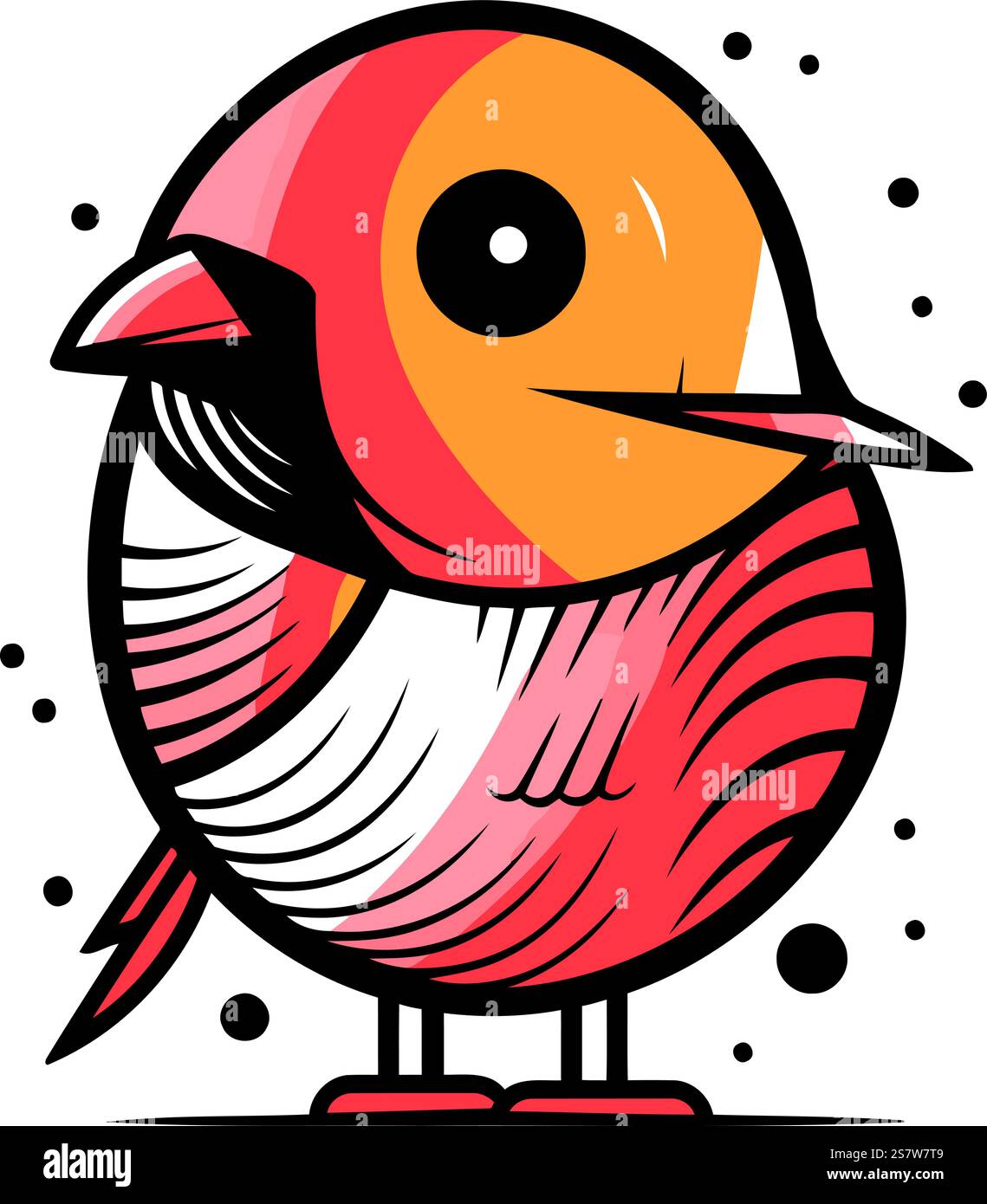 Vector illustration of cute little red bird isolated on white ...