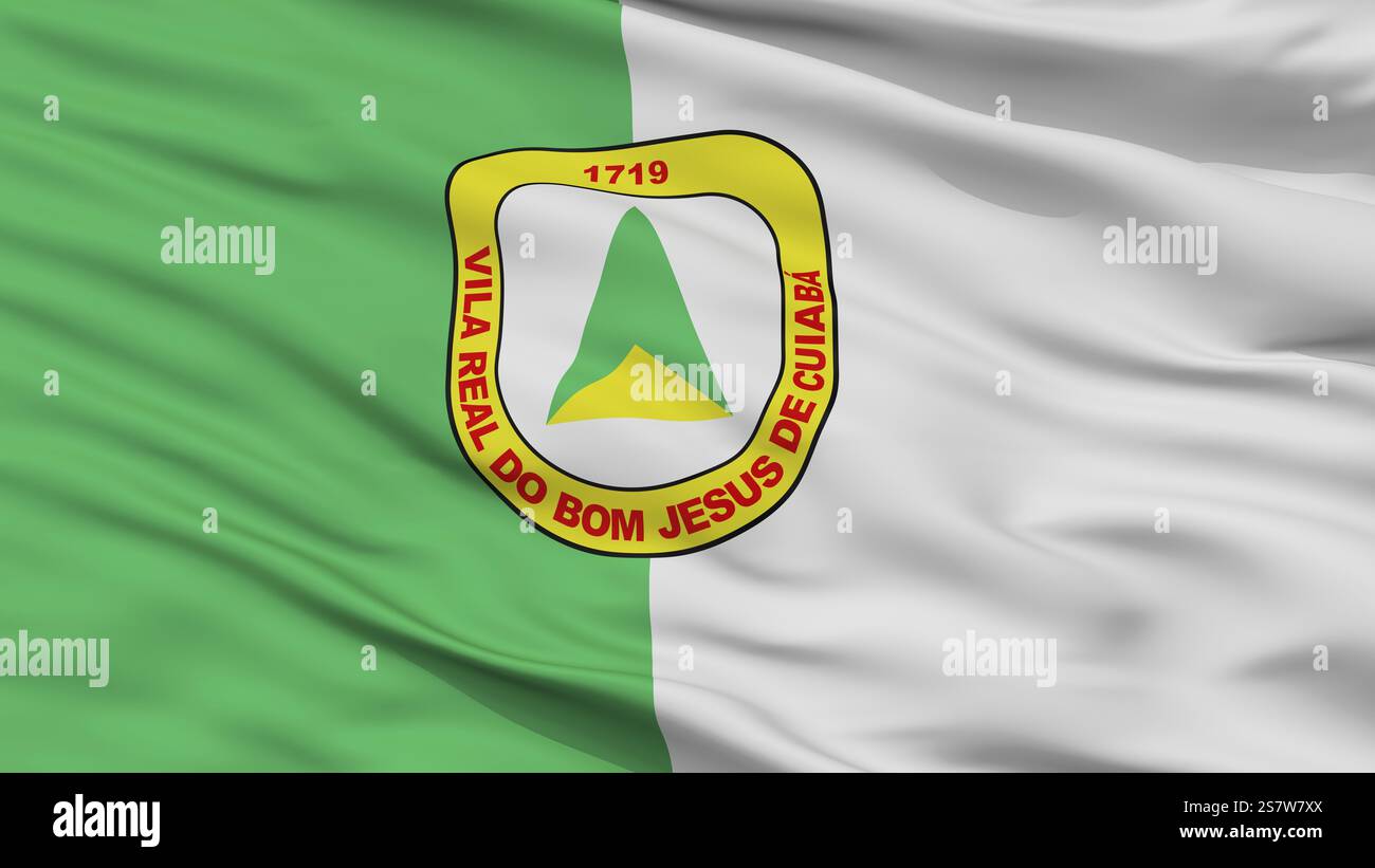 Cuiaba City Flag, Country Brasil, Closeup View, 3D Rendering Stock ...
