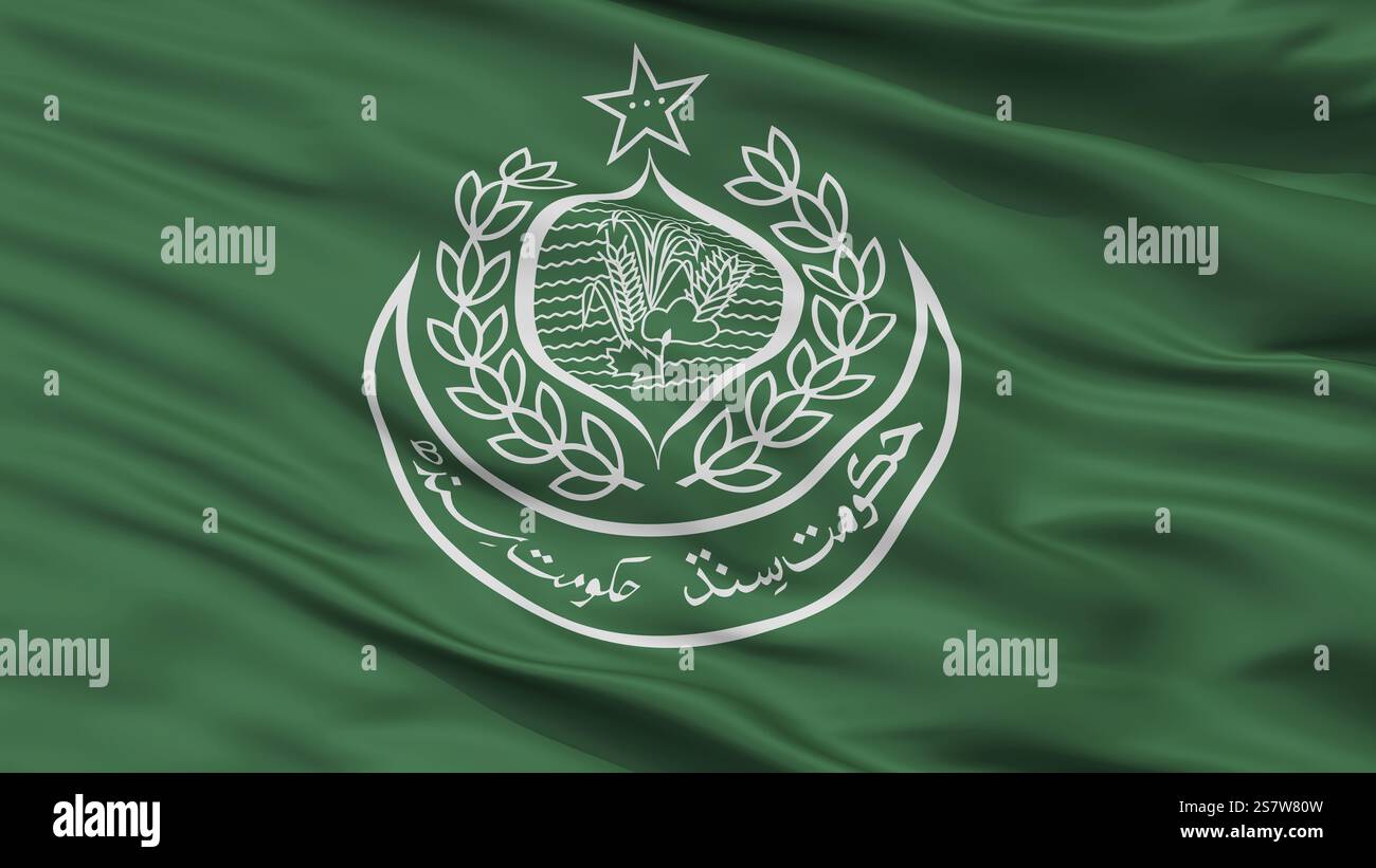 Sindh City Flag, Country Pakistan, Closeup View, 3D Rendering Stock ...