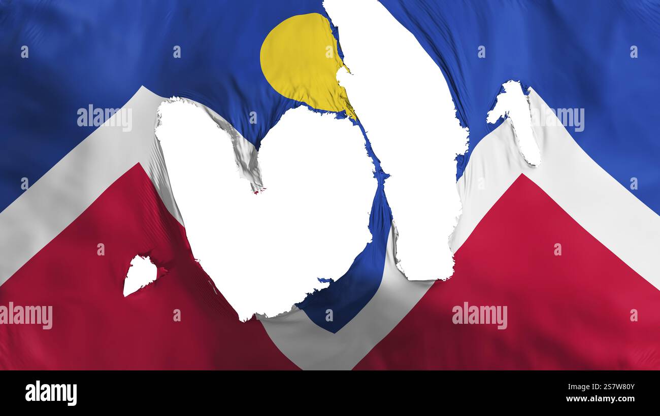 Ragged Denver city, capital of Colorado state flag, white background ...