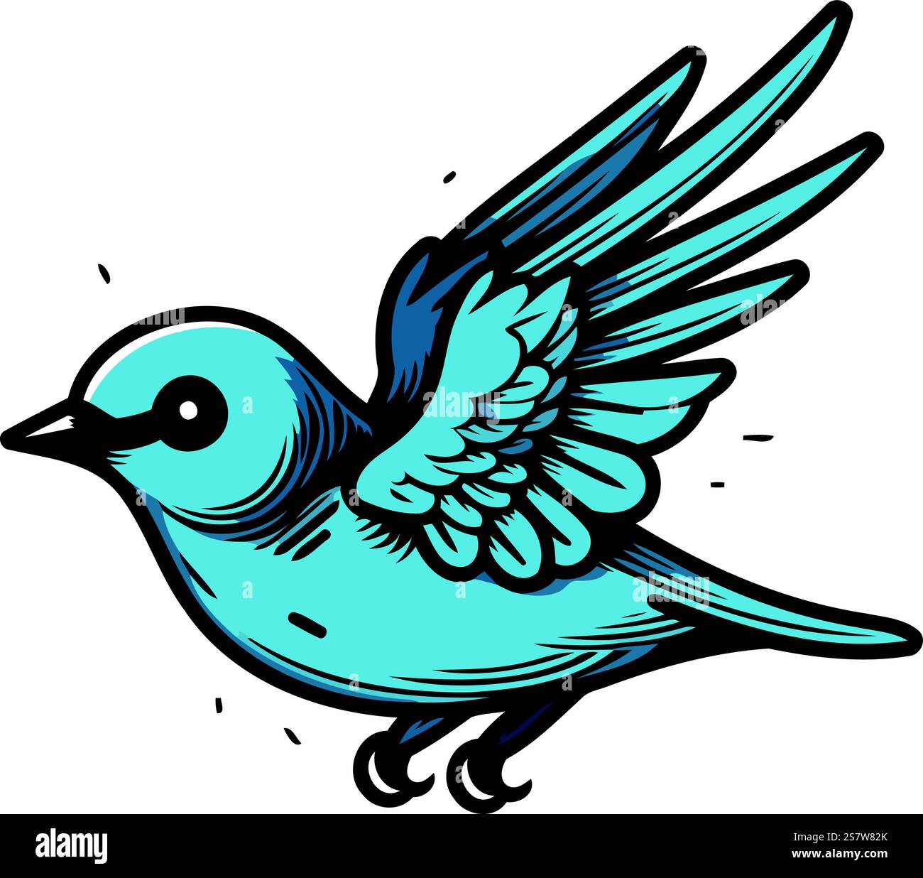 Blue bird flying on white background. Vector illustration for your ...