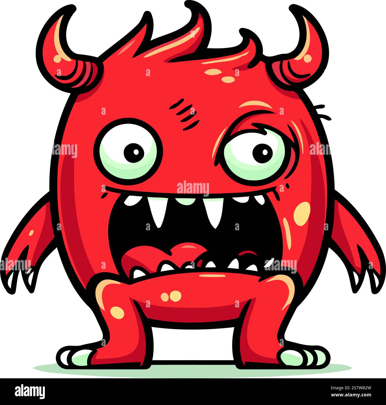 Angry Red Devil Cartoon Character. Vector Illustration Isolated On ...
